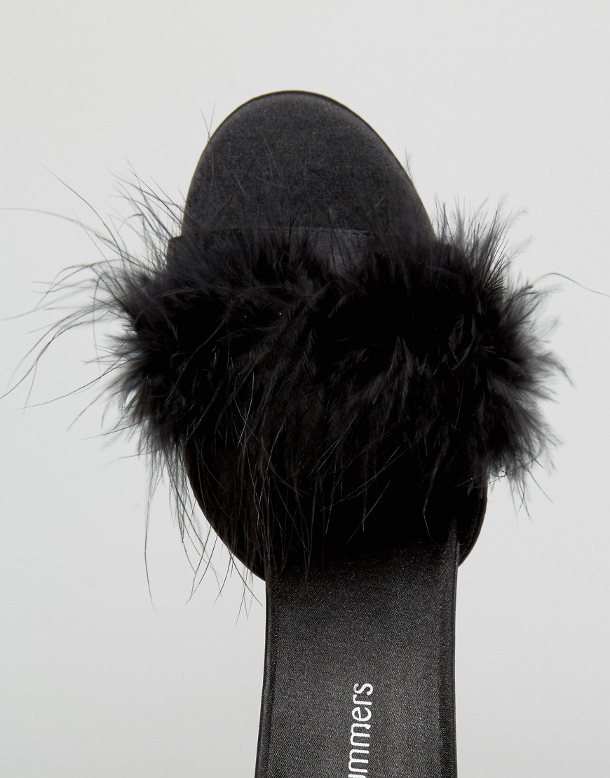 Ann summers Marabou Heeled Mules in Black | Lyst