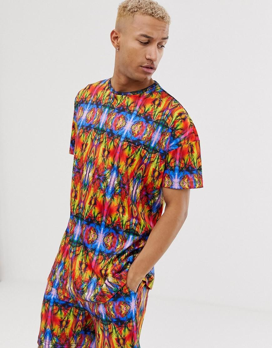 Liquor N Poker Oversized T-shirt With Neon Kaleidoscope Print in Pink ...