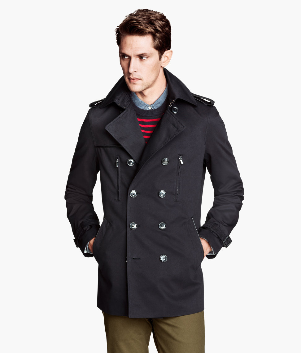 Lyst - H&M Short Trenchcoat in Blue for Men