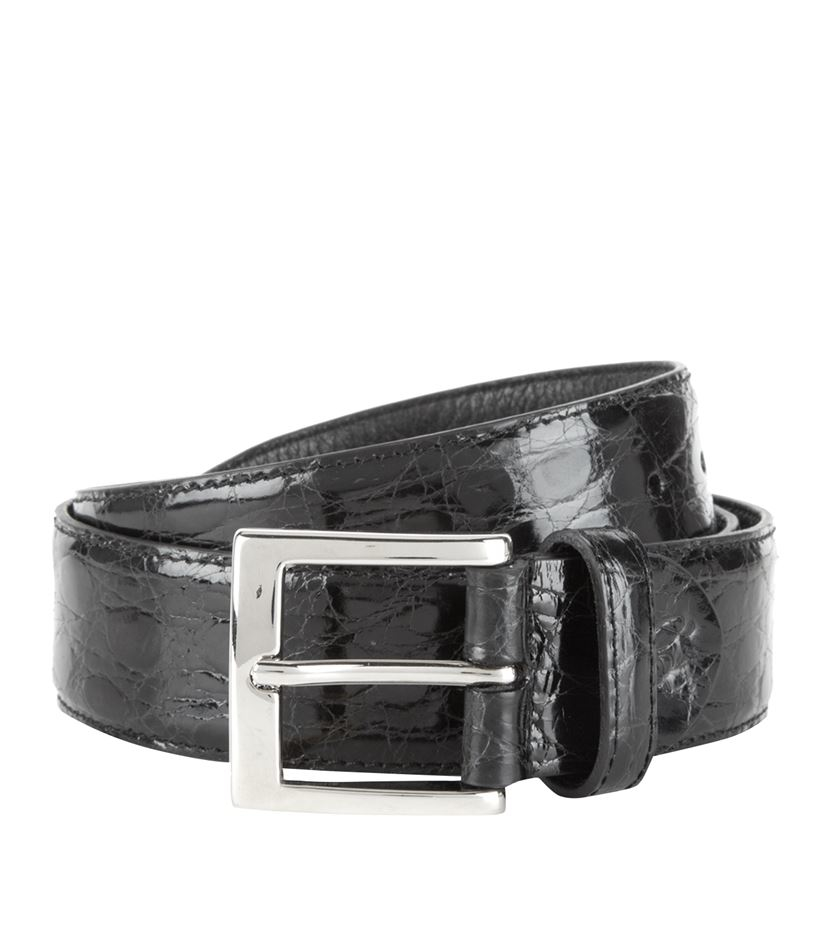Canali Crocodile Leather Belt in Black for Men | Lyst