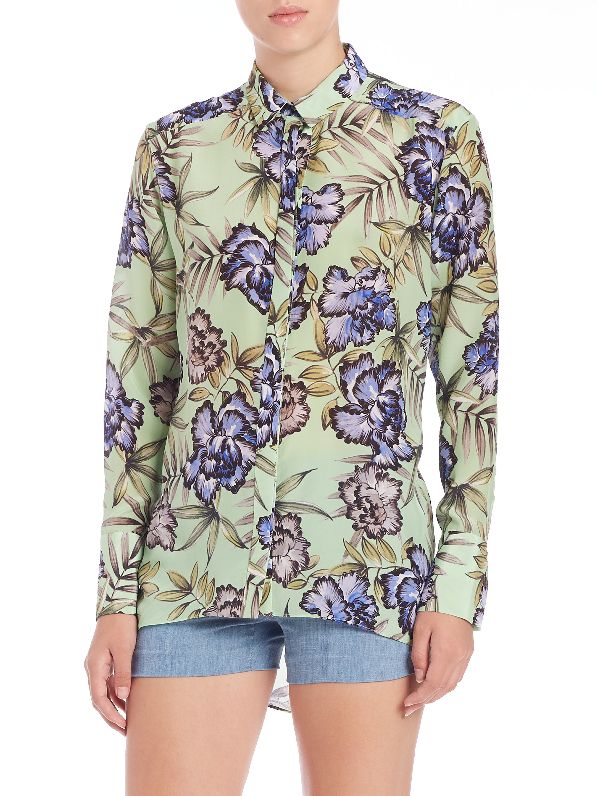 Lyst - Alice + Olivia Aravi Floral-print Silk-chiffon Blouse