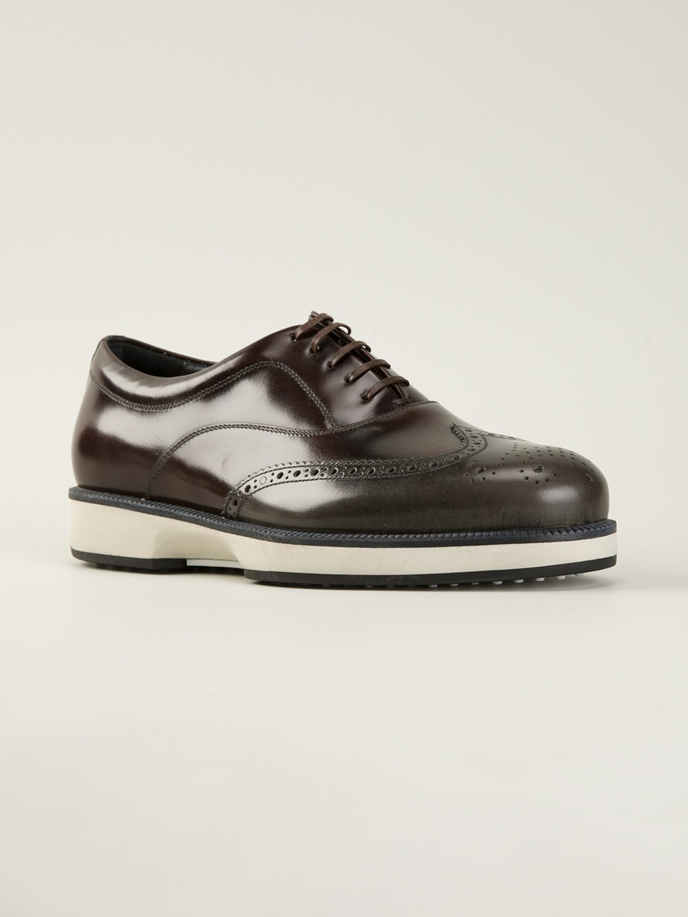 Ferragamo White Sole Brogues in Brown for Men | Lyst