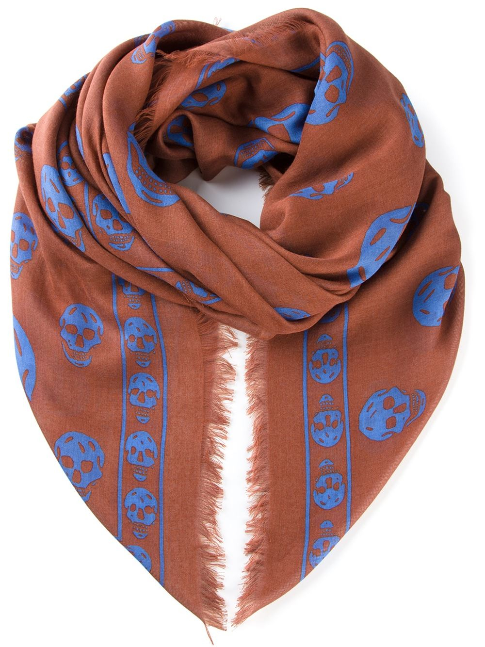 Lyst - Alexander Mcqueen Skull Print Scarf in Brown for Men