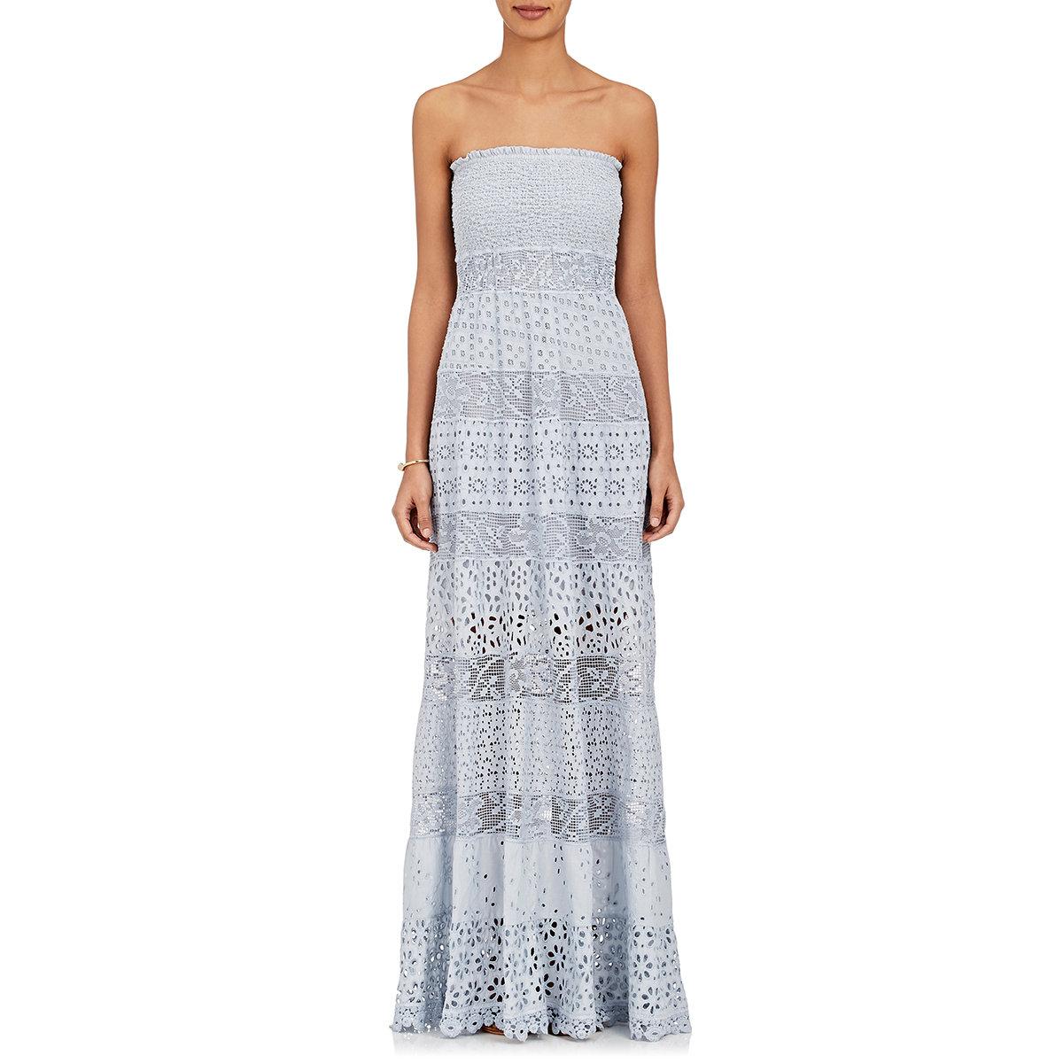 Temptation positano Dublino Cotton Strapless Maxi Dress in Gray | Lyst