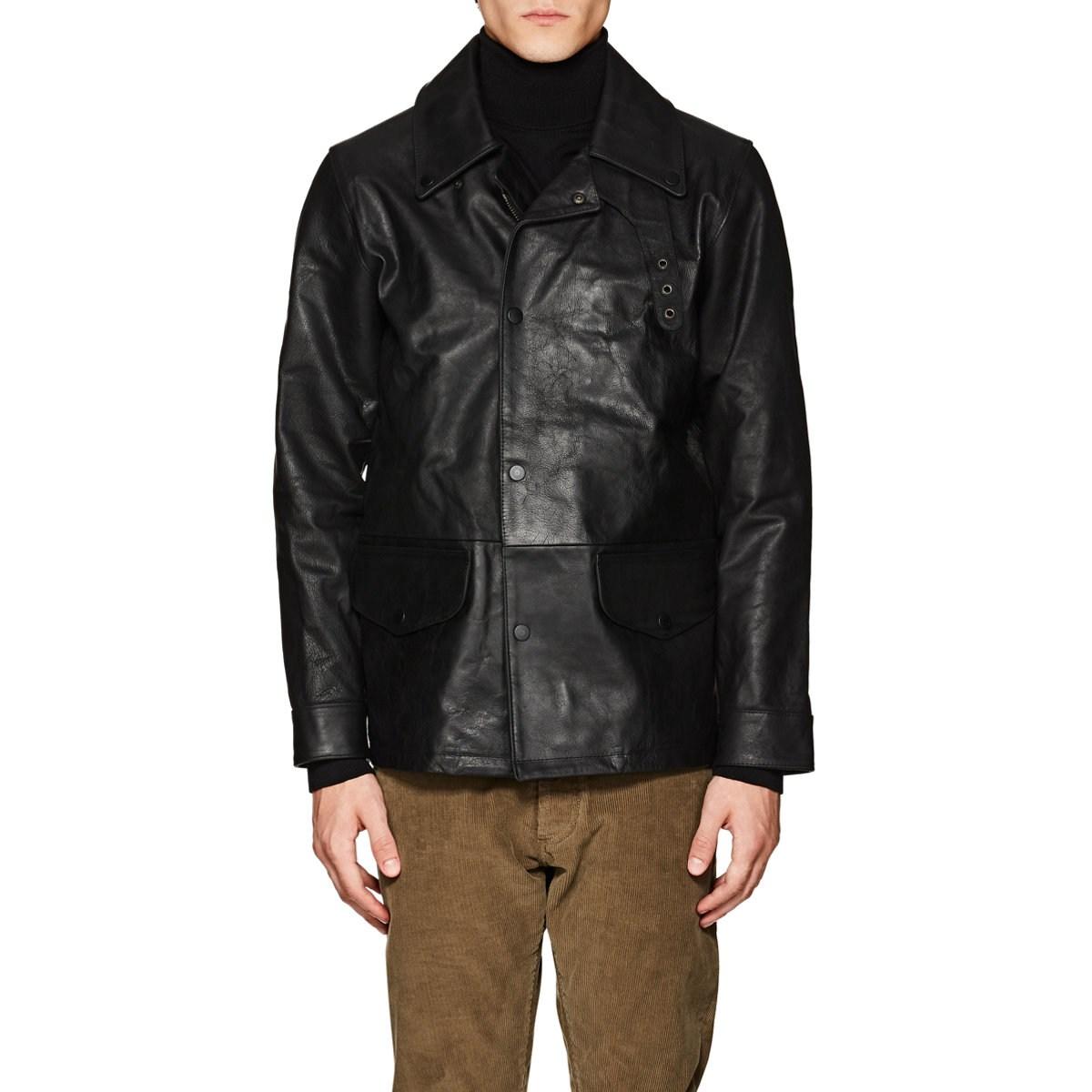 Officine Generale Leather Officer's Jacket in Black for Men - Lyst