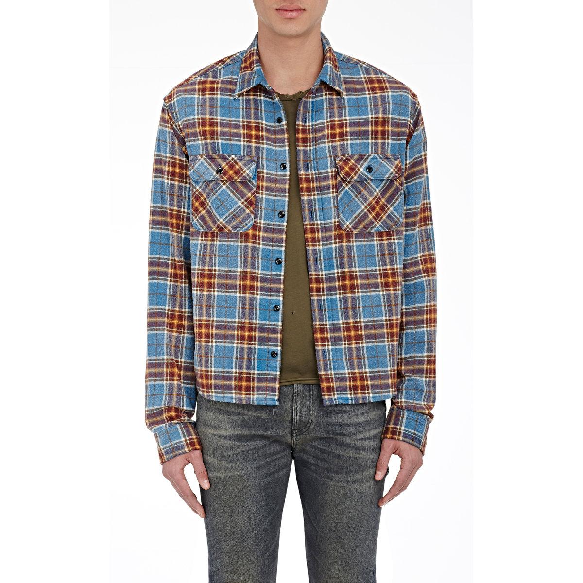 R13 Brushed Flannel Grunge Shirt in Brown for Men - Lyst