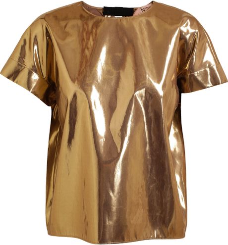 N°21 Metallic Gold Top in Gold | Lyst