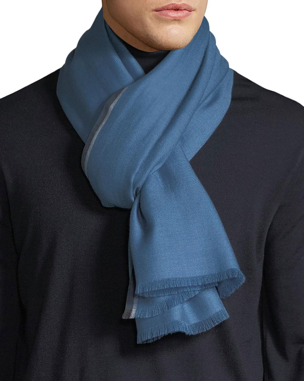 Ermenegildo Zegna Men's Solid Cashmere Scarf With Contrast Trim in ...