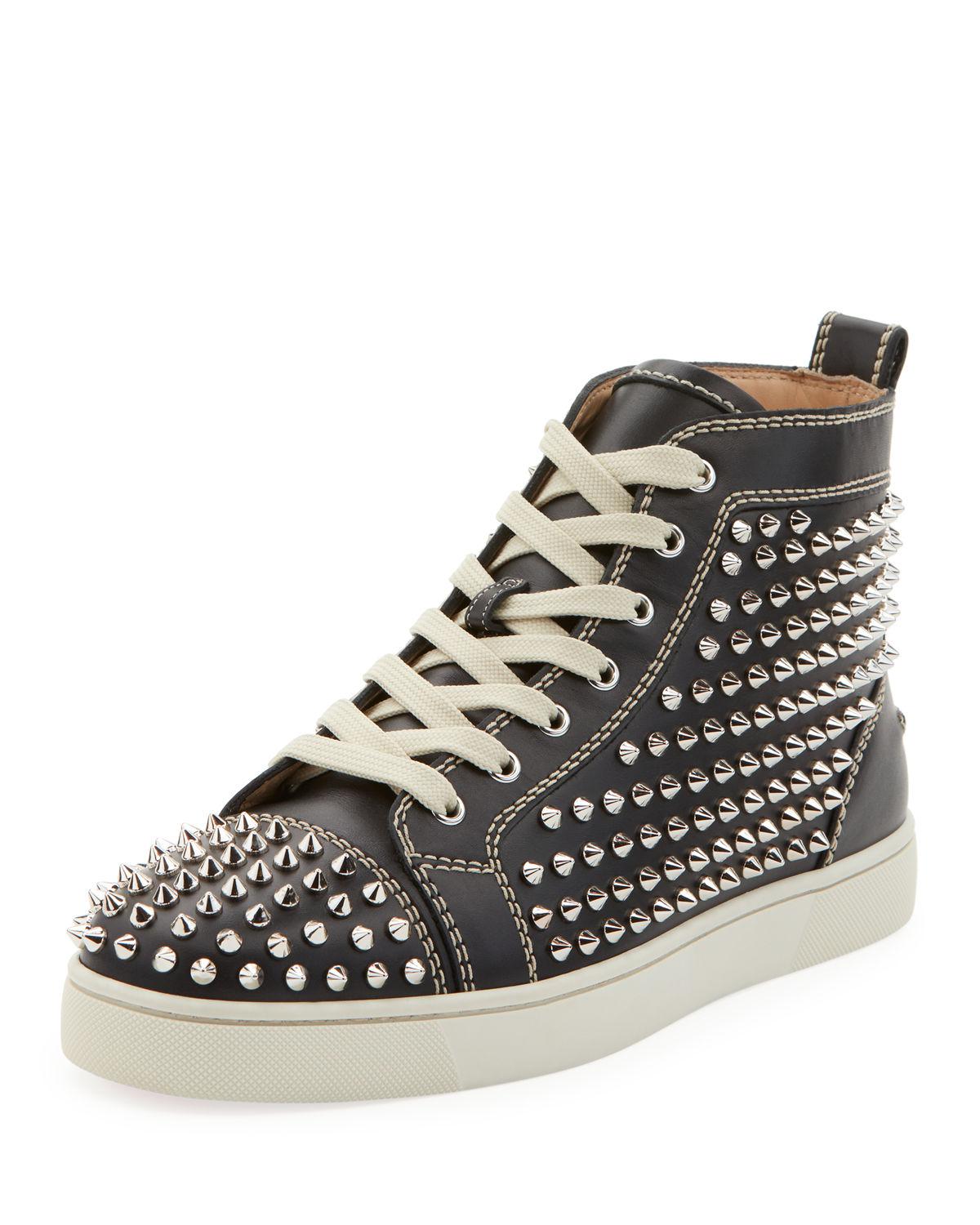 Christian Louboutin Men's Louis Mid-top Spiked Leather Sneakers in ...