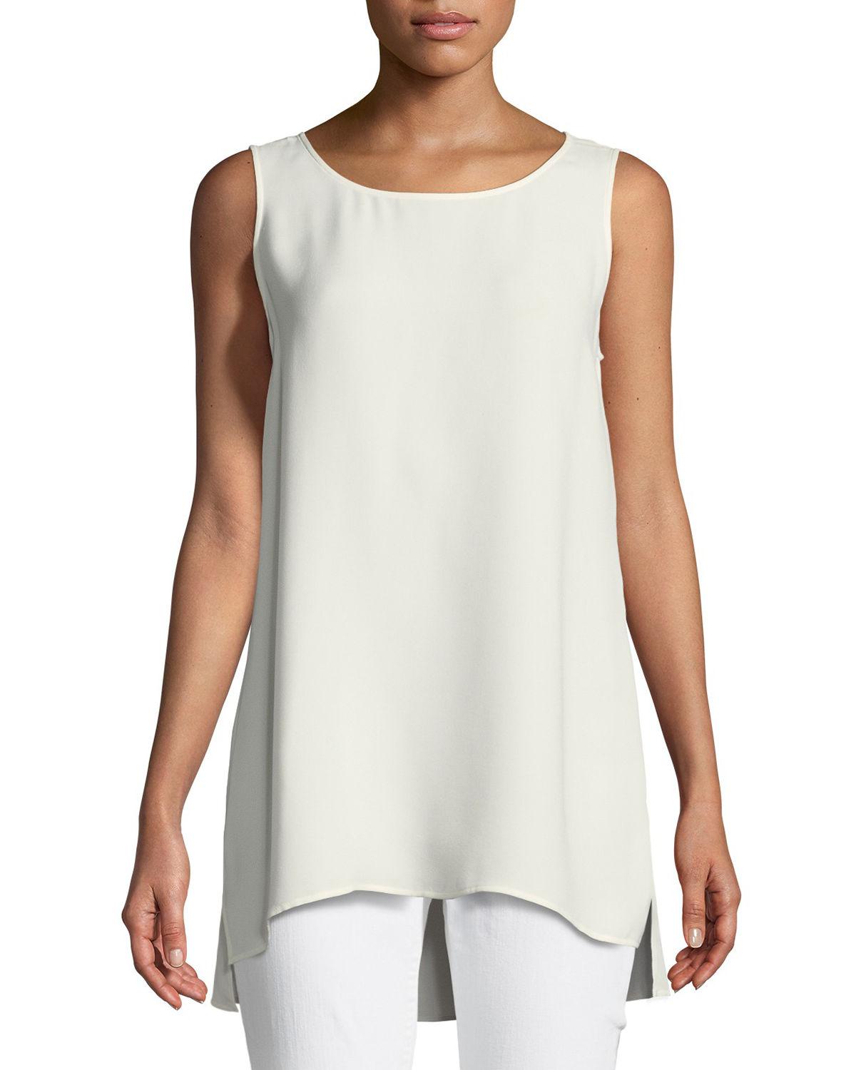 Lyst - Lafayette 148 New York Ruthie Sleeveless High-low Hem Silk ...