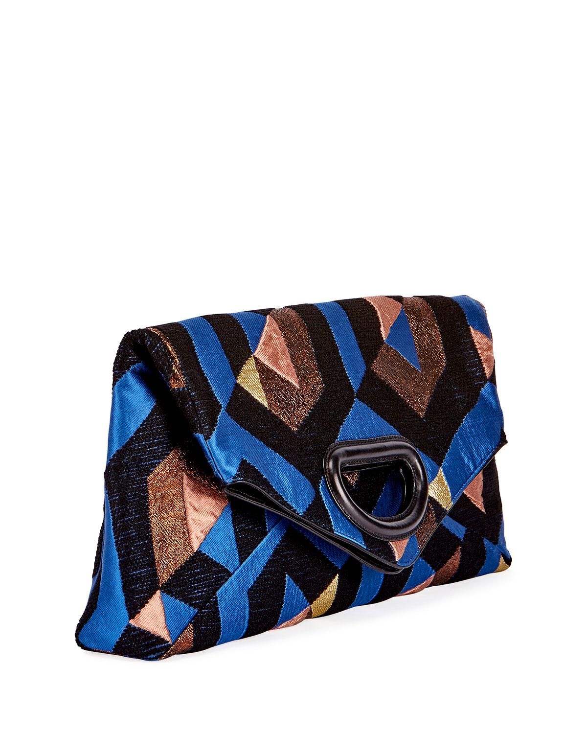 Lyst - Dries Van Noten Convertible Patchwork Brocade Clutch Bag in Blue