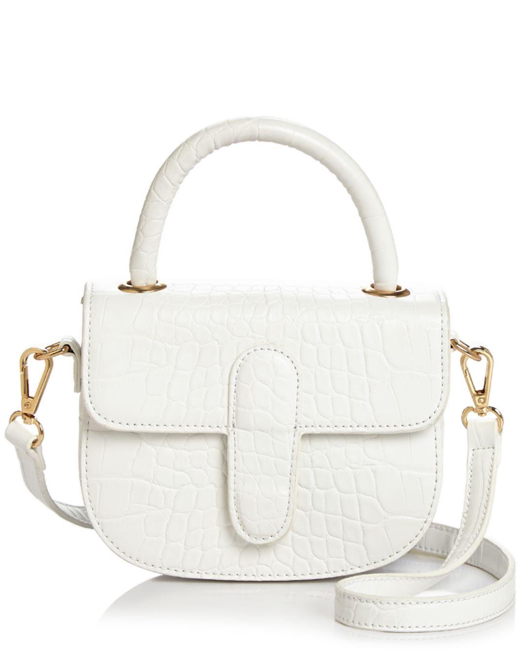 White Croc Embossed Handbag | semashow.com