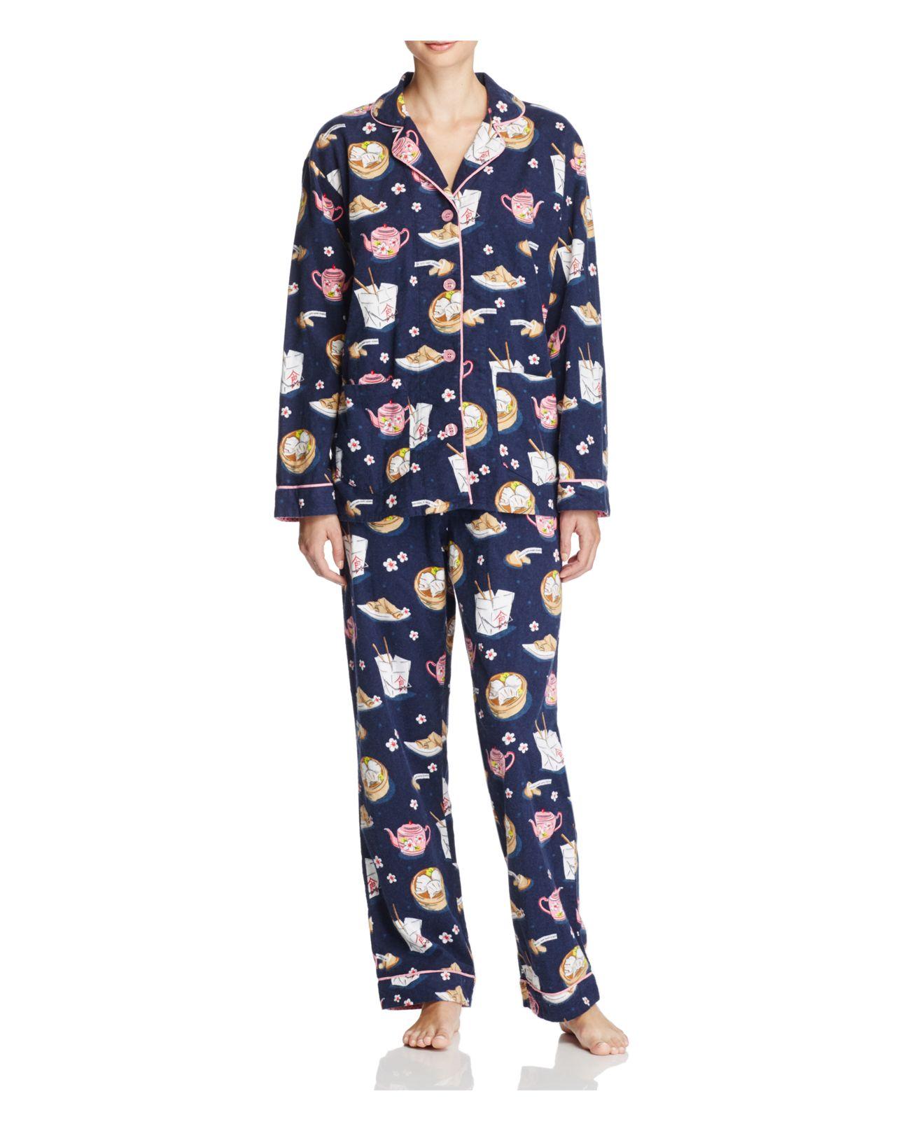 Lyst Pj Salvage Chinese Food Flannel Pajama Set In Blue
