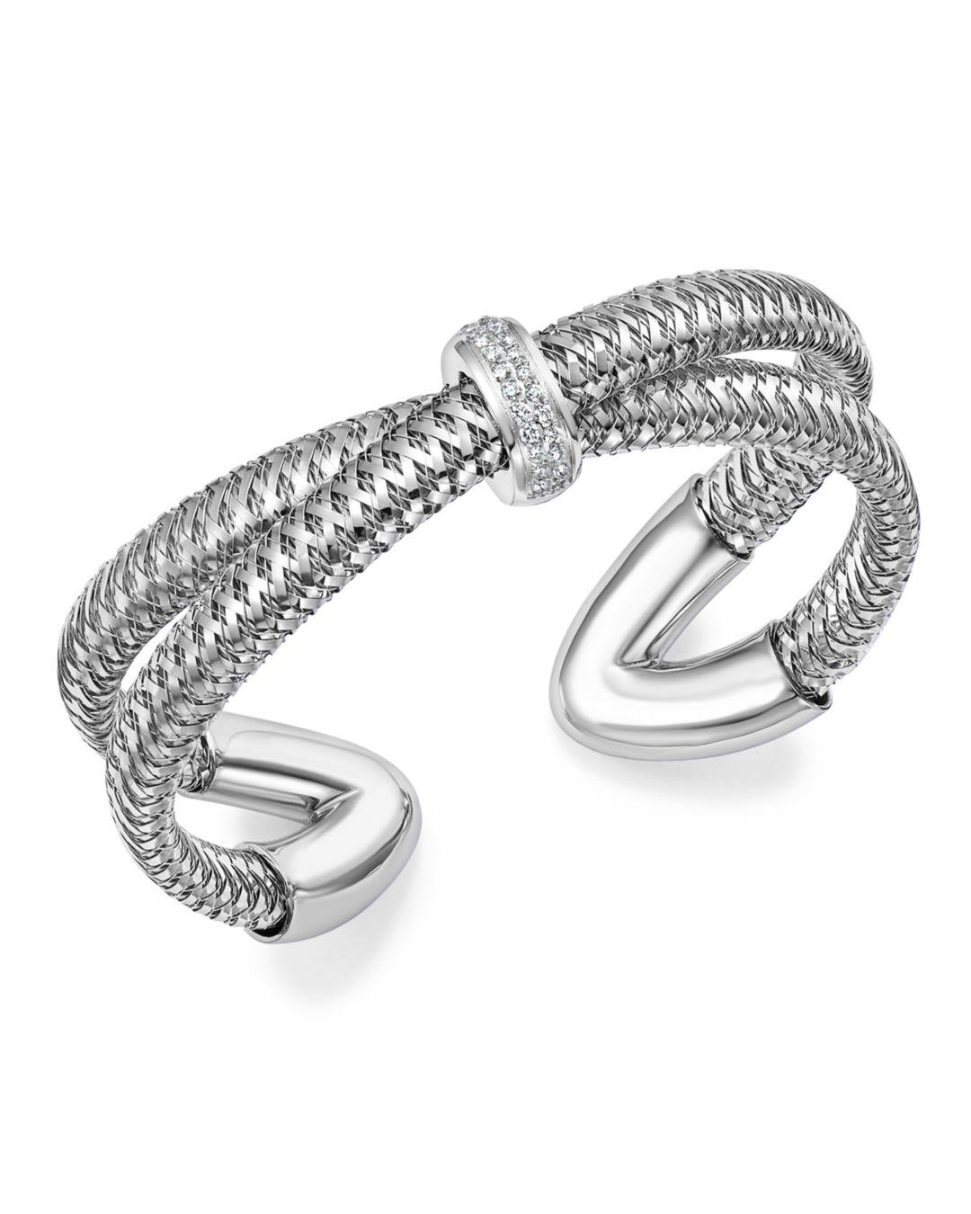 Roberto Coin 18k White Gold Primavera Diamond Cuff Bracelet in White - Lyst Roberto Coin 18k White Gold Primavera Diamond Cuff Bracelet in White - Lyst
