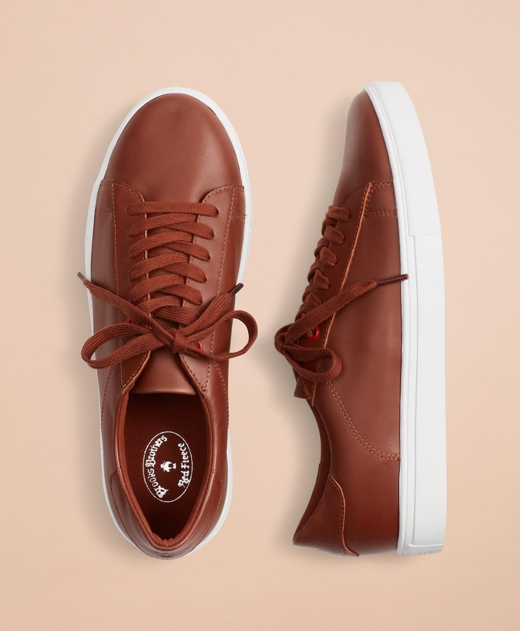 Brooks Brothers Leather Sneakers in Brown for Men - Lyst
