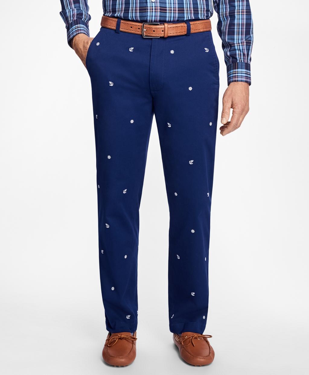 Lyst - Brooks Brothers Clark Fit Nautical Embroidered Pants in Blue for Men