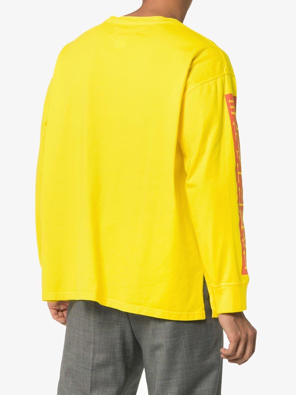Lyst - Facetasm Yellow Graphic Print Long-sleeved Cotton T-shirt in ...