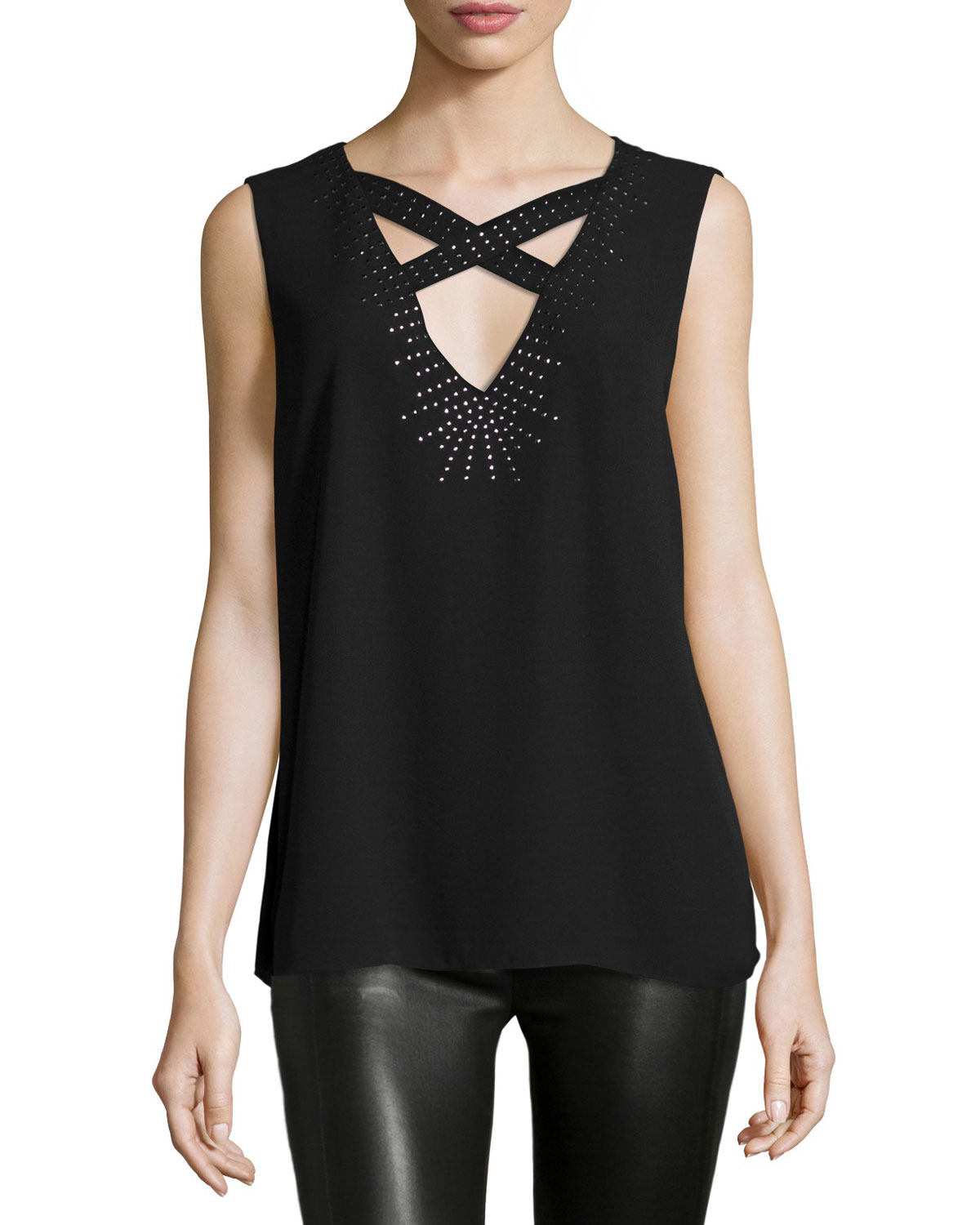 Lyst - Bcbgmaxazria Joline Sleeveless Crisscross Top in Black
