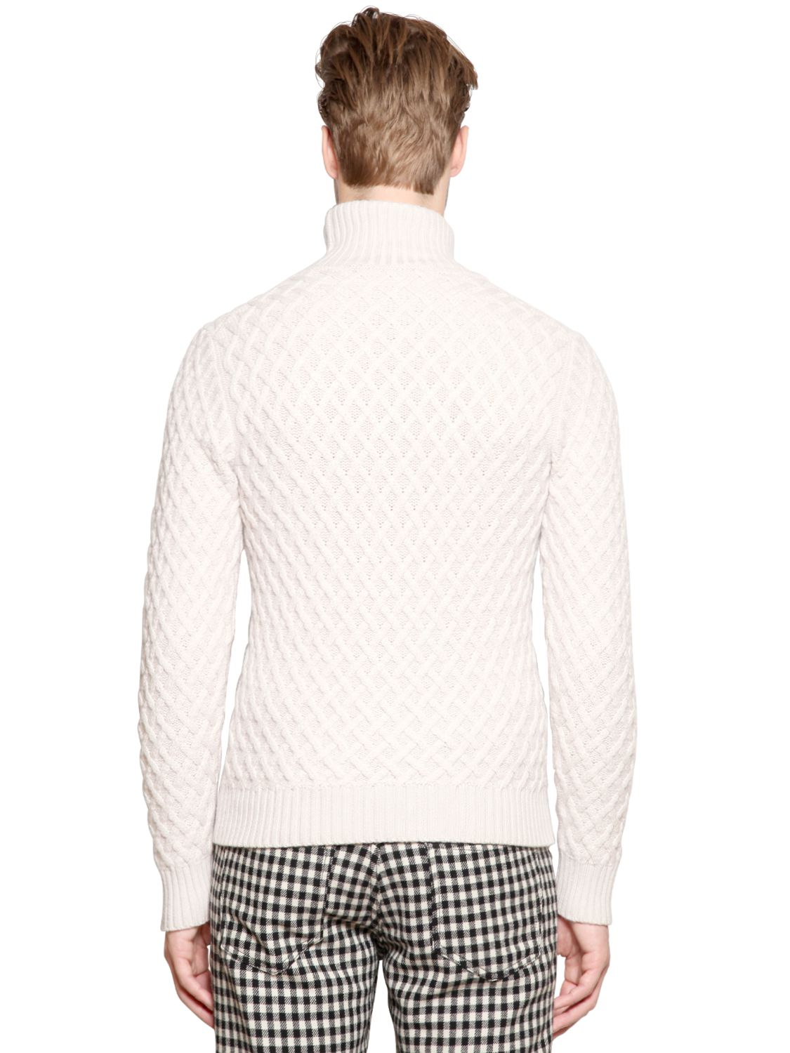 Lyst - Etro Waffle Knit Wool Turtleneck Sweater in Natural for Men