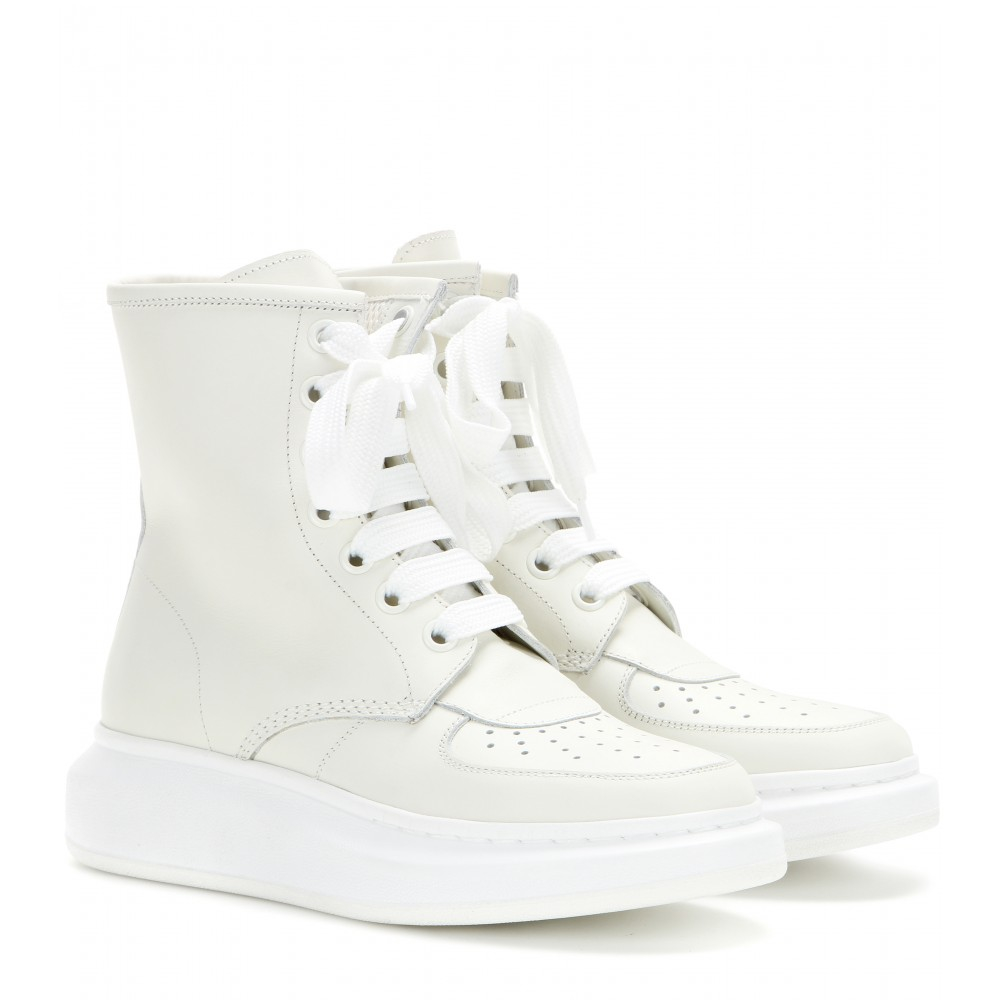 Lyst - Alexander Mcqueen Larry Leather High-Top Sneakers in White