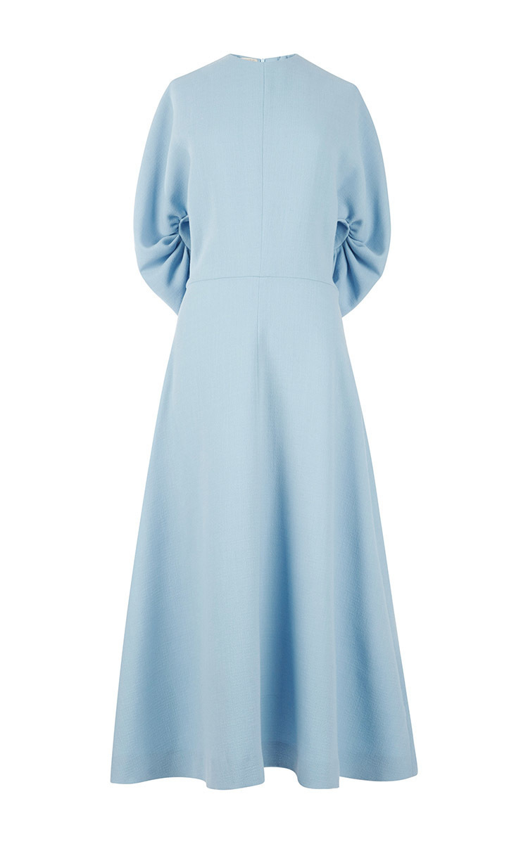 Emilia Wickstead Light Blue Wool Dana Maxi Dress - Lyst
