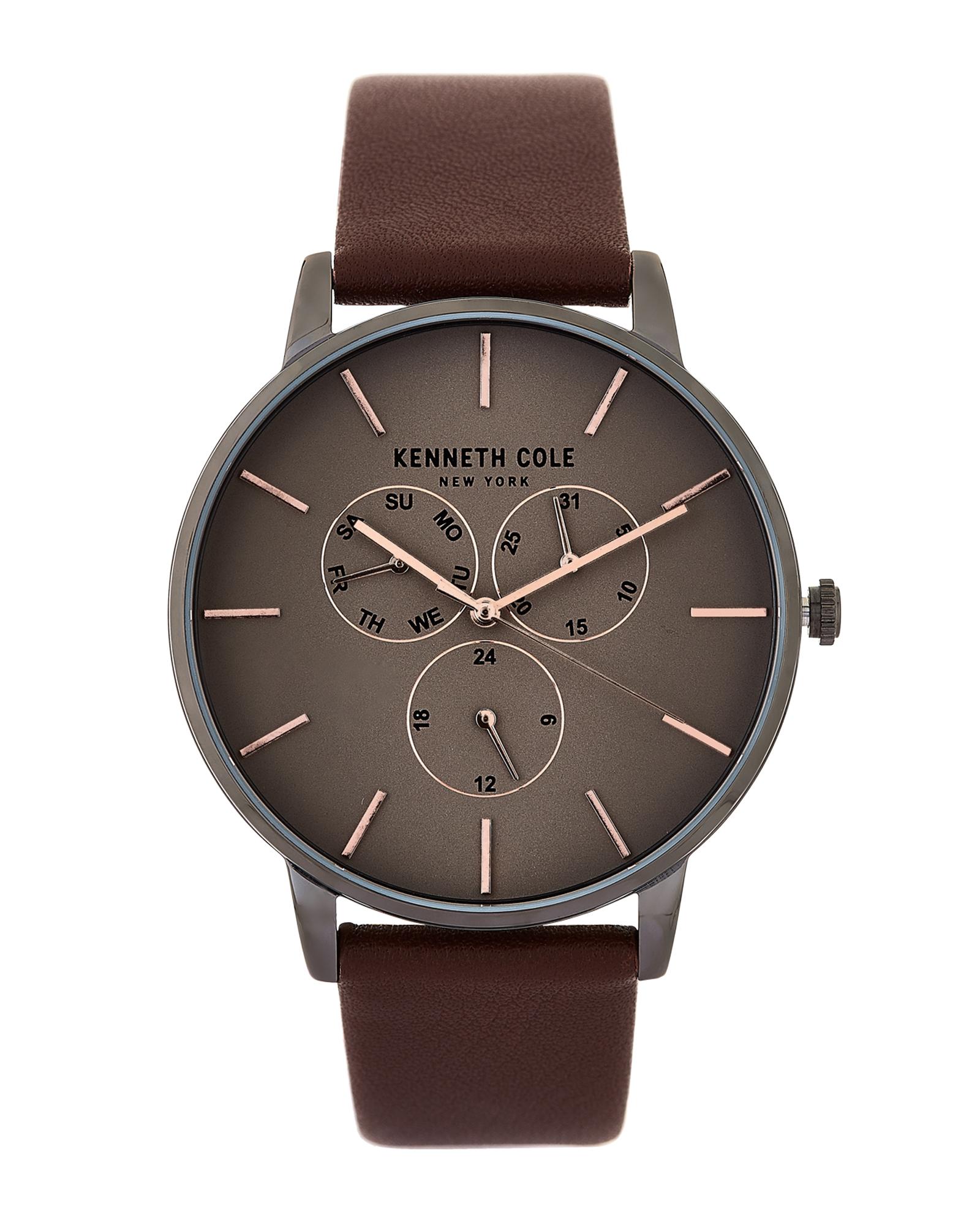 Kenneth Cole Kc50008002 Gunmetal & Brown Watch in White for Men - Lyst