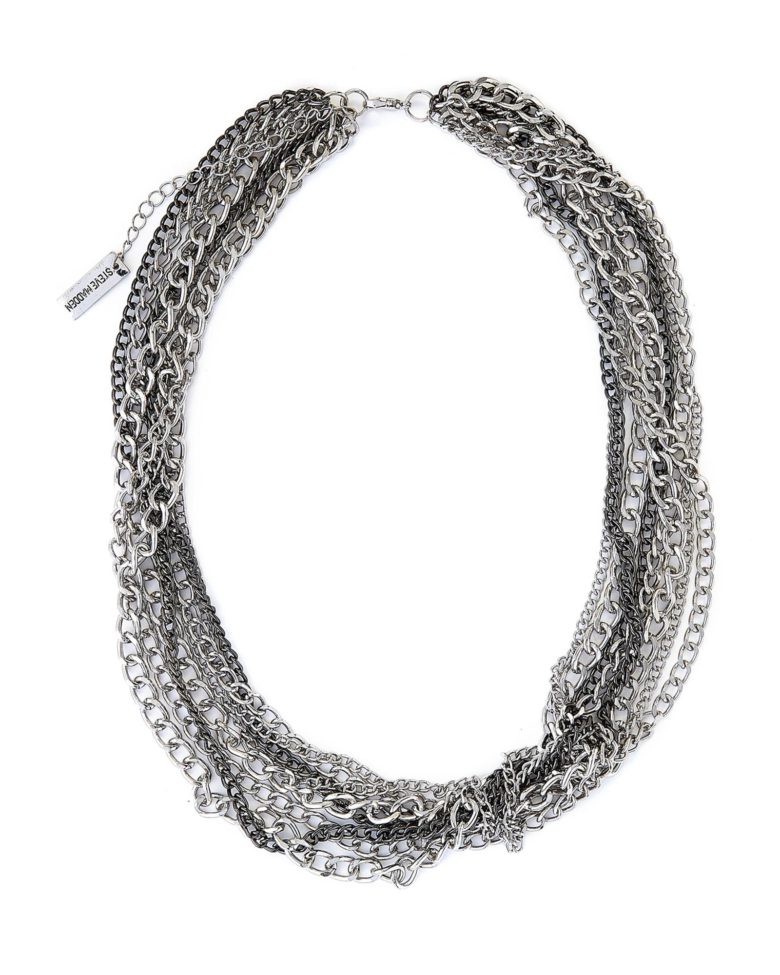 Lyst - Steve Madden Silver-tone & Hematite-tone Multi Chain Necklace in ...