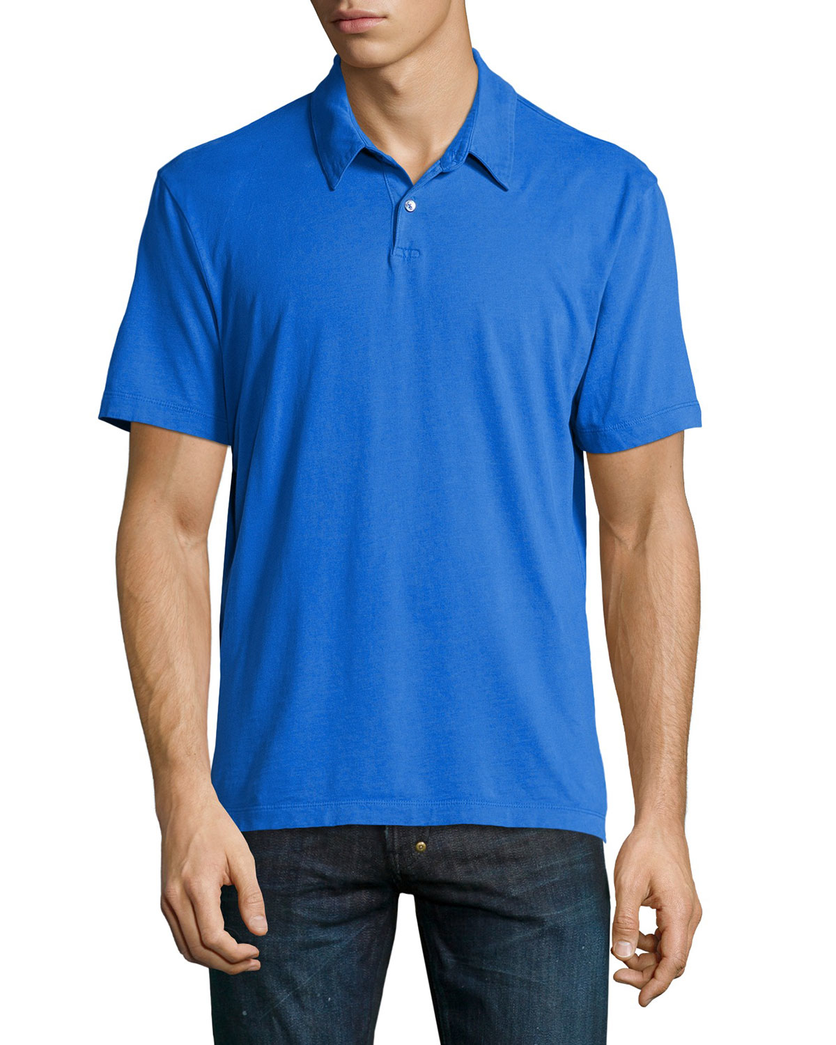 Lyst - James Perse Short-sleeve Jersey Polo Shirt in Blue for Men