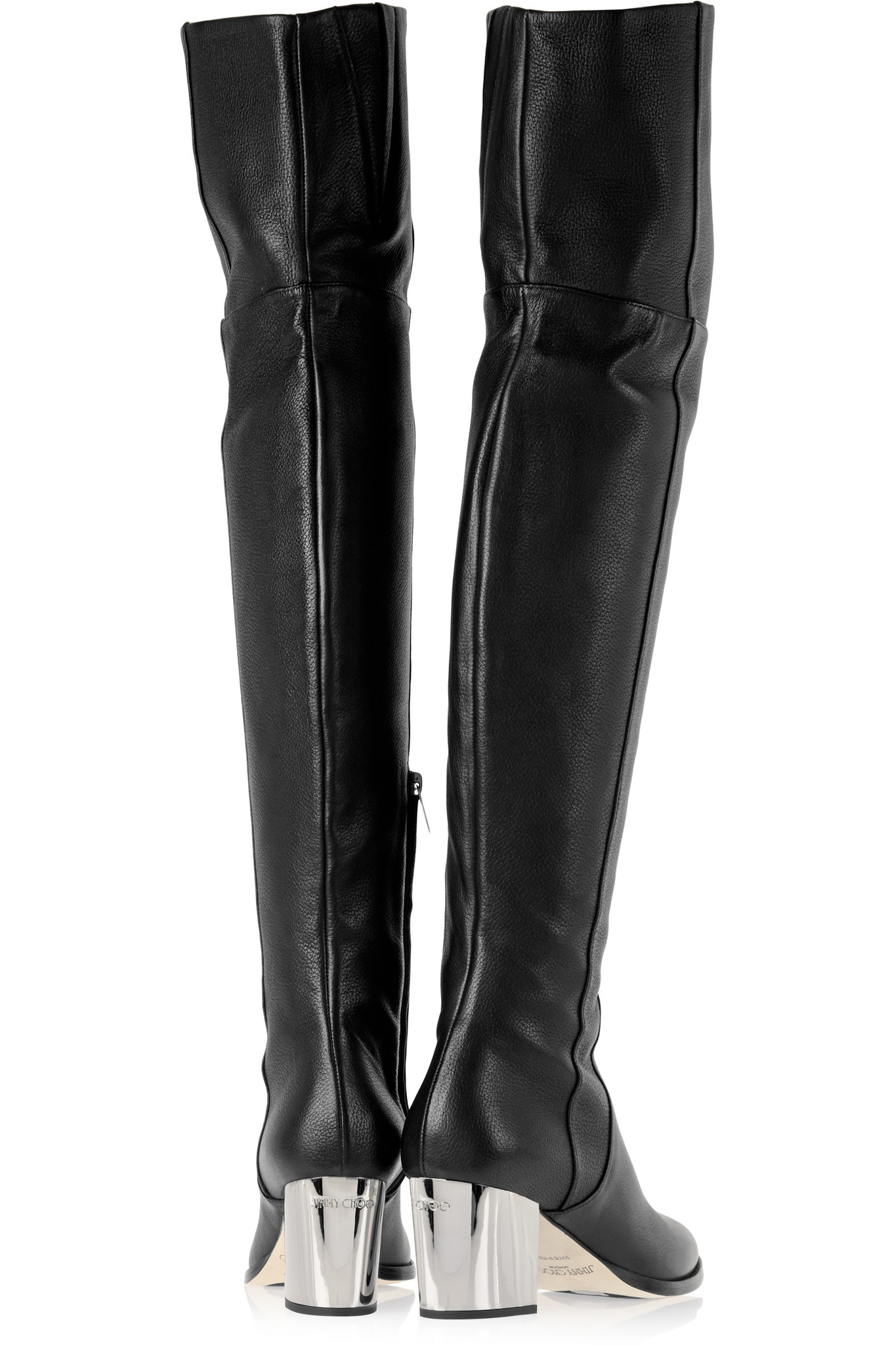 Jimmy Choo Mercer Textured-leather Over-the-knee Boots in Black - Lyst