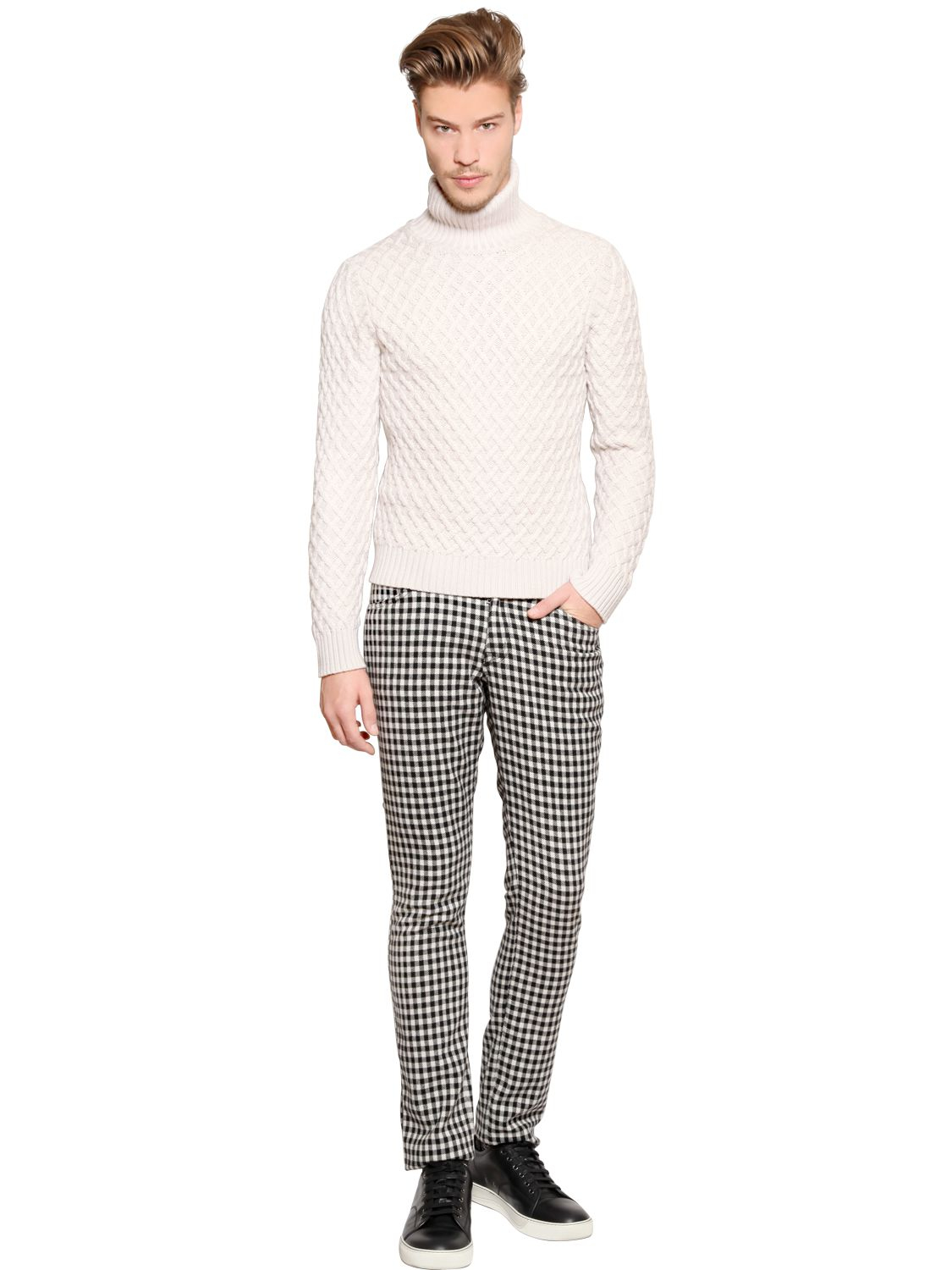 Lyst - Etro Waffle Knit Wool Turtleneck Sweater in Natural for Men