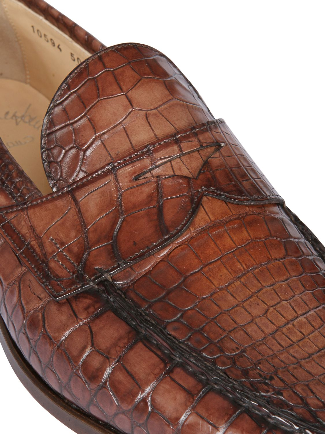 Lyst - Santoni Crocodile Penny Loafers in Brown for Men