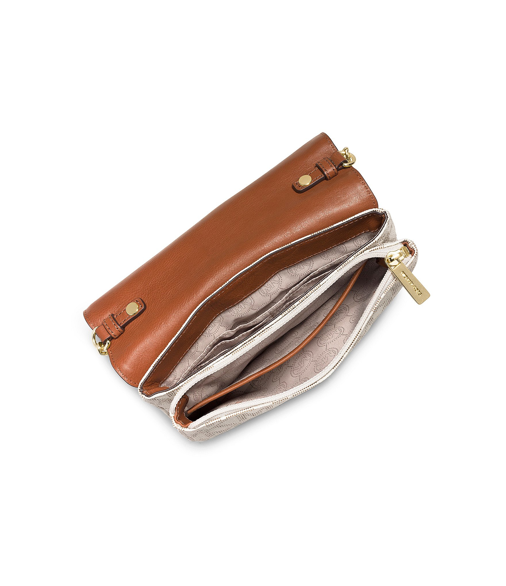 michael kors mk signature brown flap crossbody bag