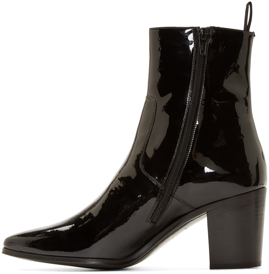 Lyst - Saint Laurent Black Patent Leather French Boots in Black for Men Lyst - Saint Laurent Black Patent Leather French Boots in Black for Men