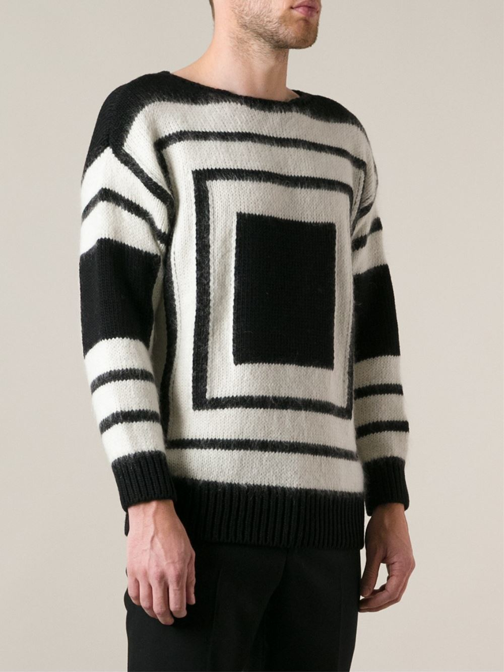 Alexander McQueen Square Knit Sweater in Black for Men - Lyst
