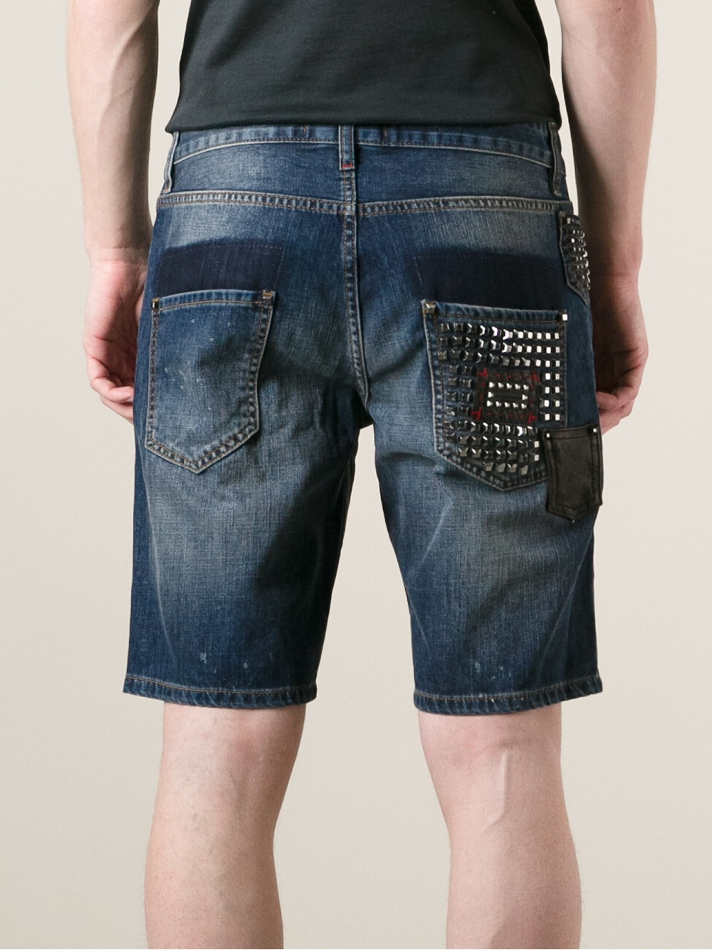 Philipp Plein Studded Shorts in Blue for Men - Lyst