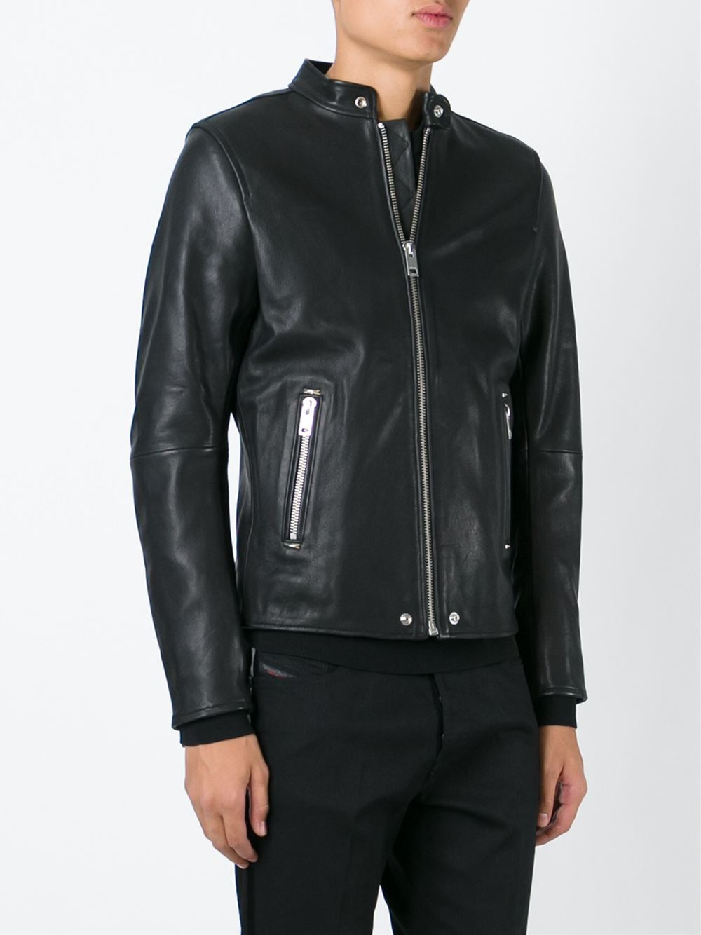 Diesel L-roshi Biker Jacket in Black for Men | Lyst