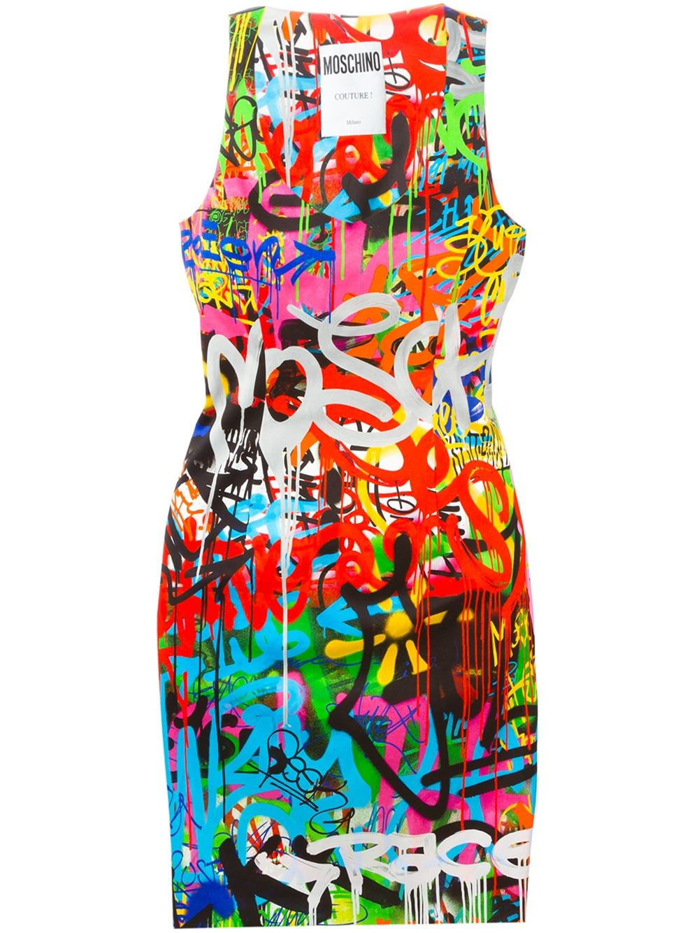 Lyst - Moschino Graffiti Print Mini Dress
