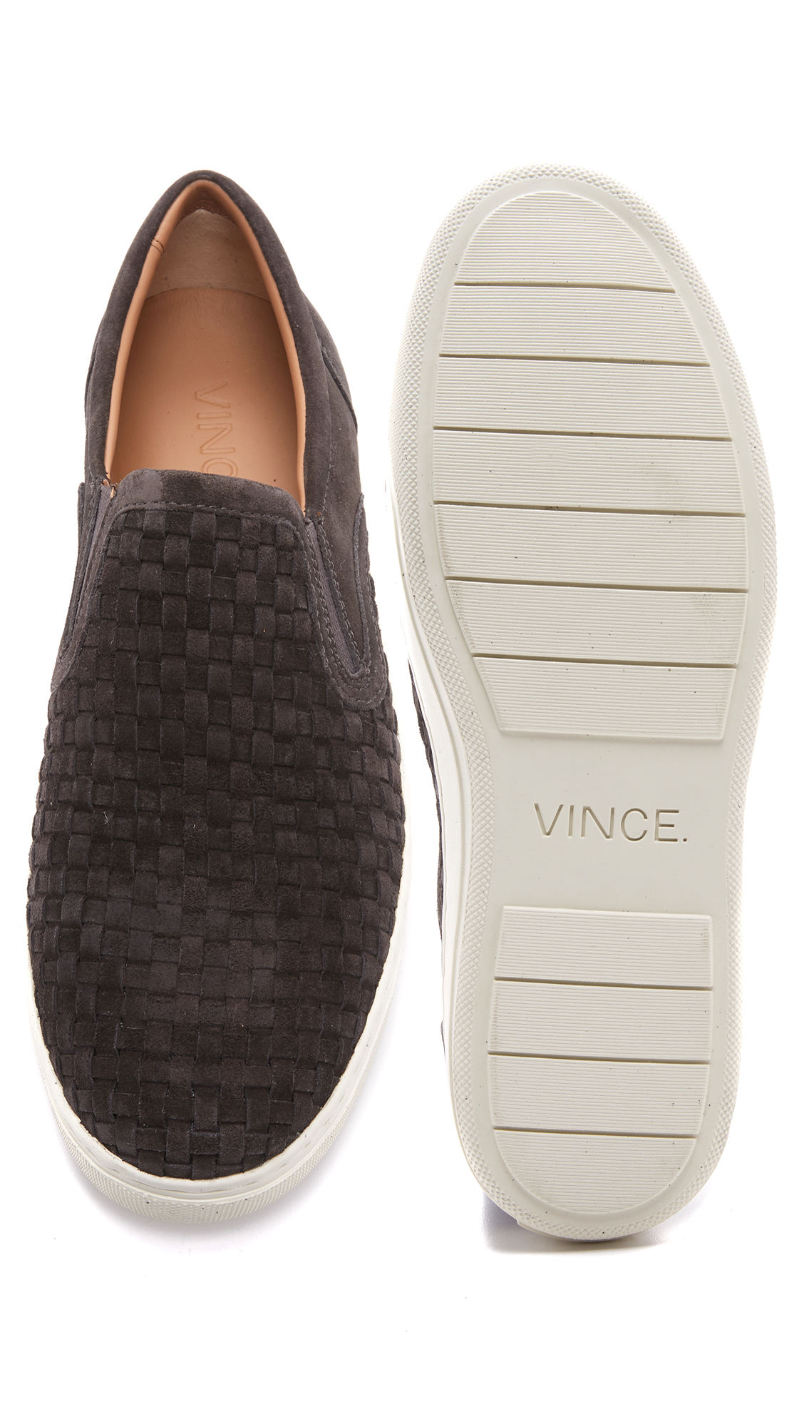 Vince Ace Woven Suede Slip Ons in Brown for Men | Lyst