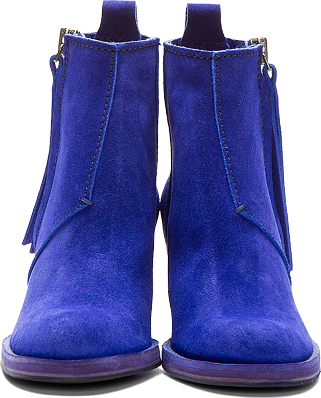Acne studios Indigo Blue Cuban_heel Suede Ankle Boot in Blue | Lyst