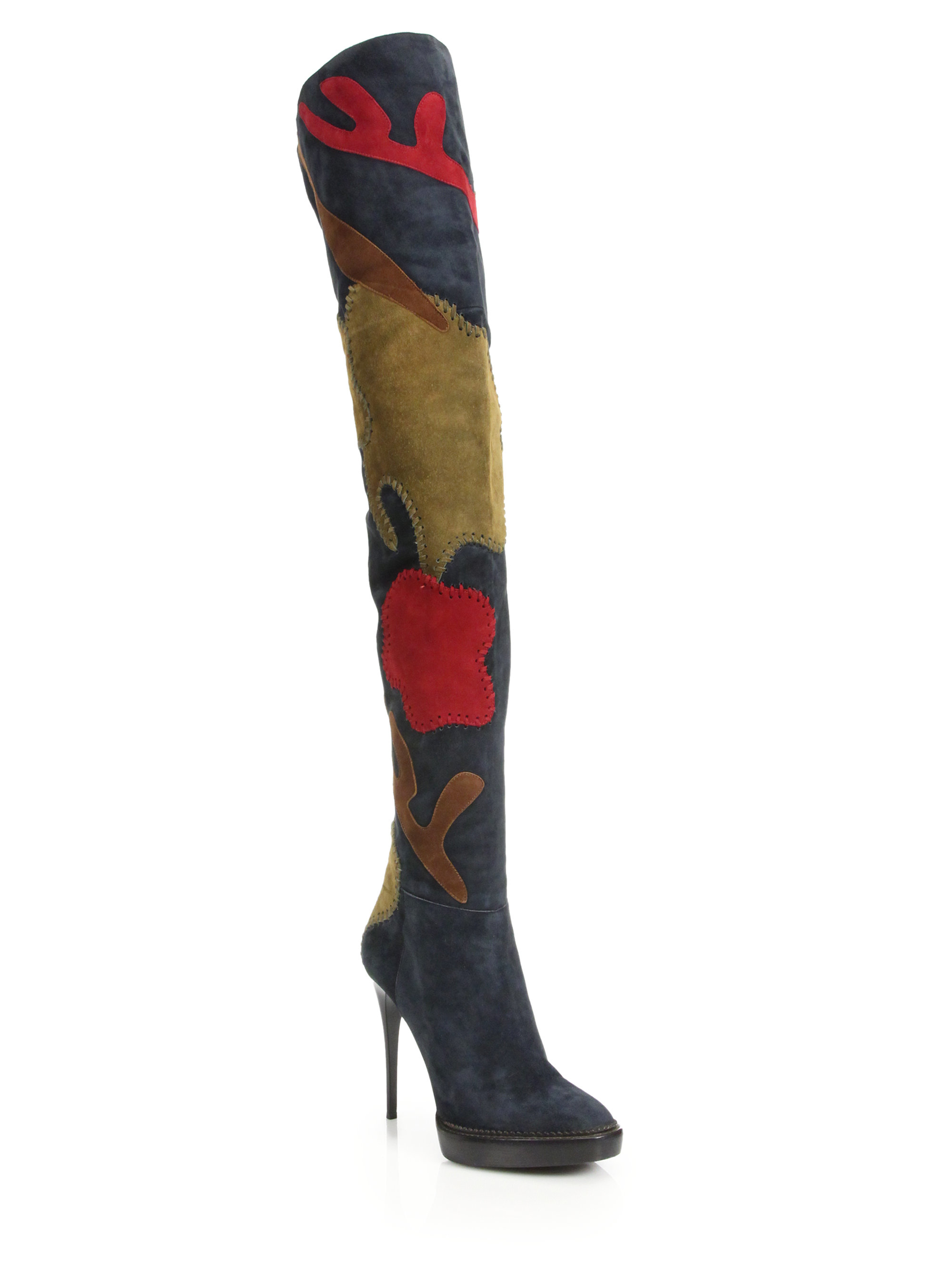 Burberry Patchwork Suede Over-the-knee Boots | Lyst