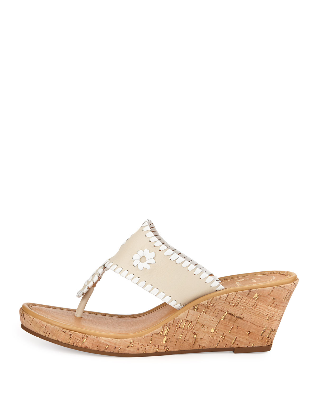 Jack rogers Marbella Leather Wedge Sandal in White | Lyst