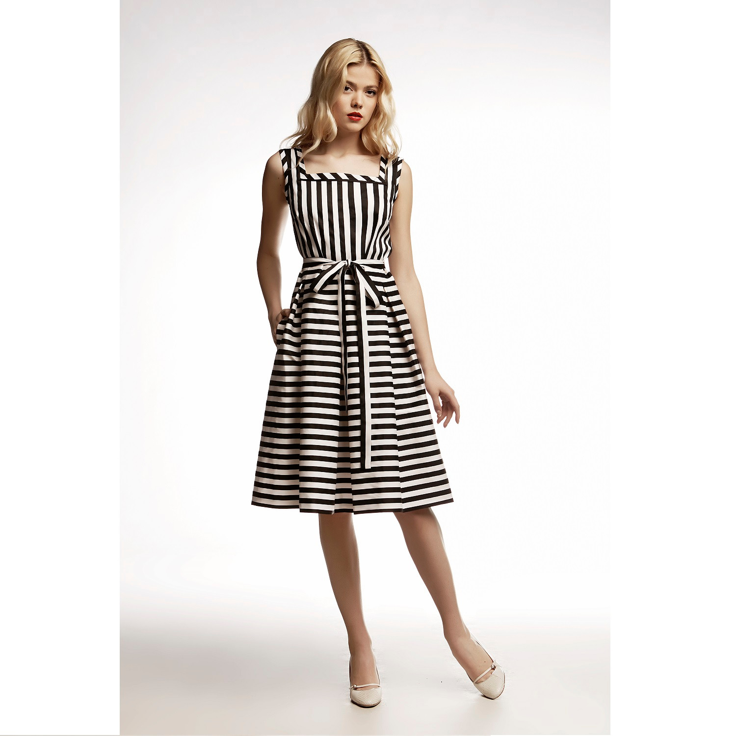 Lyst - Rumour London Riviera Striped Sleeveless Dress in Black