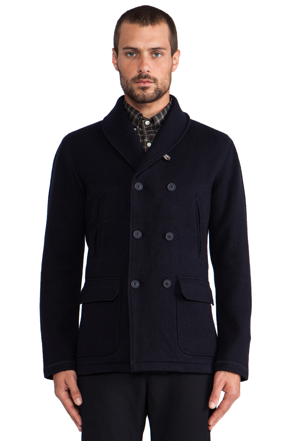 Lyst - Hartford Boil Wool Peacoat in Navy in Blue for Men