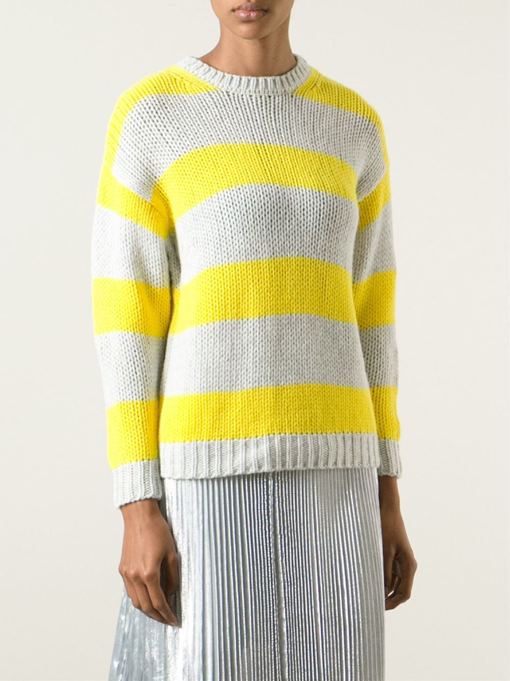 Lyst - Zadig & Voltaire Striped Chunky Knit Sweater in Yellow