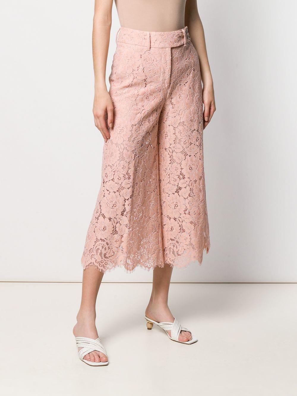 PT01 Cropped Lace Trousers in Pink - Lyst