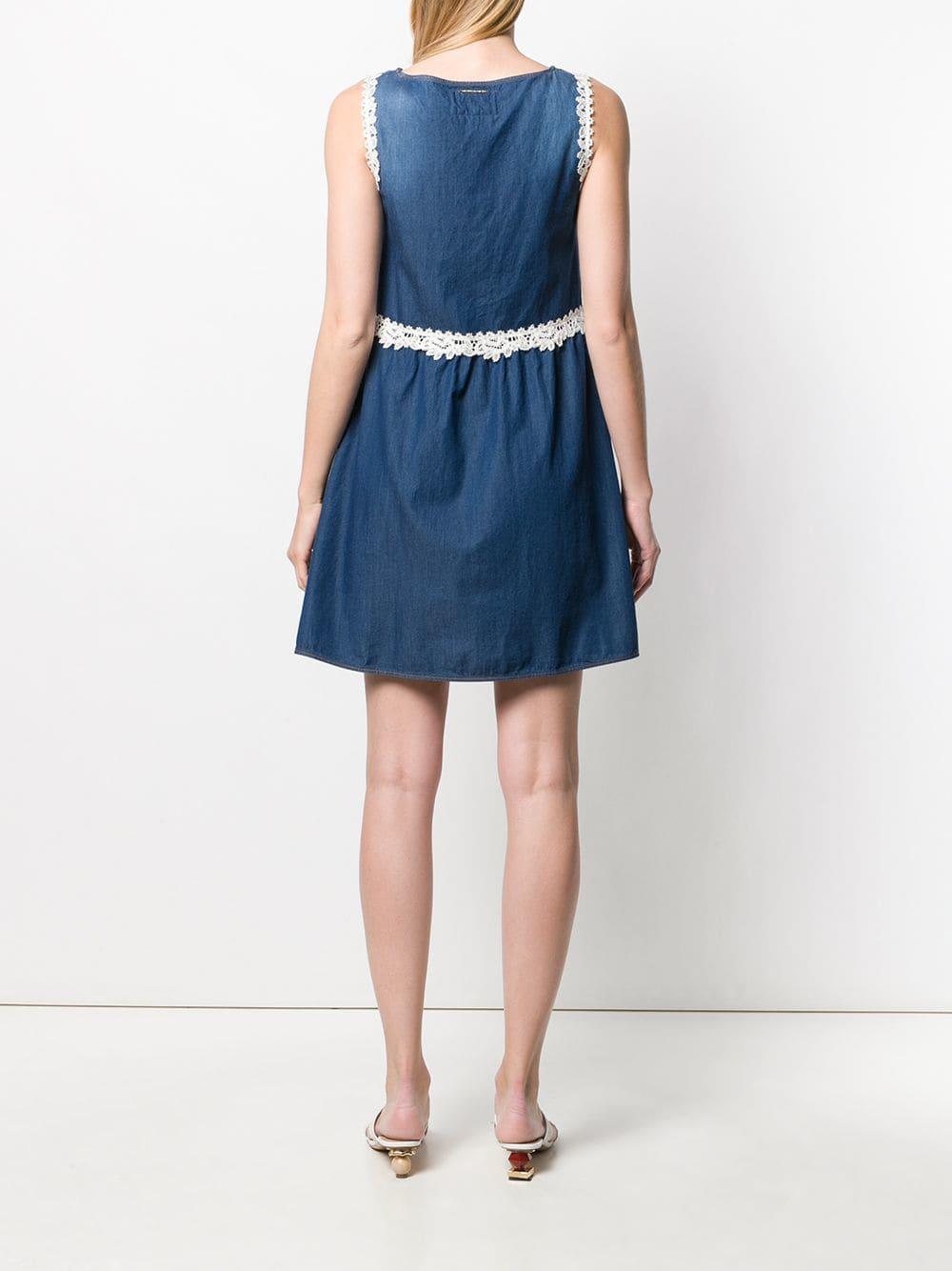 Ermanno Scervino Lace Denim Mini Dress in Blue - Lyst