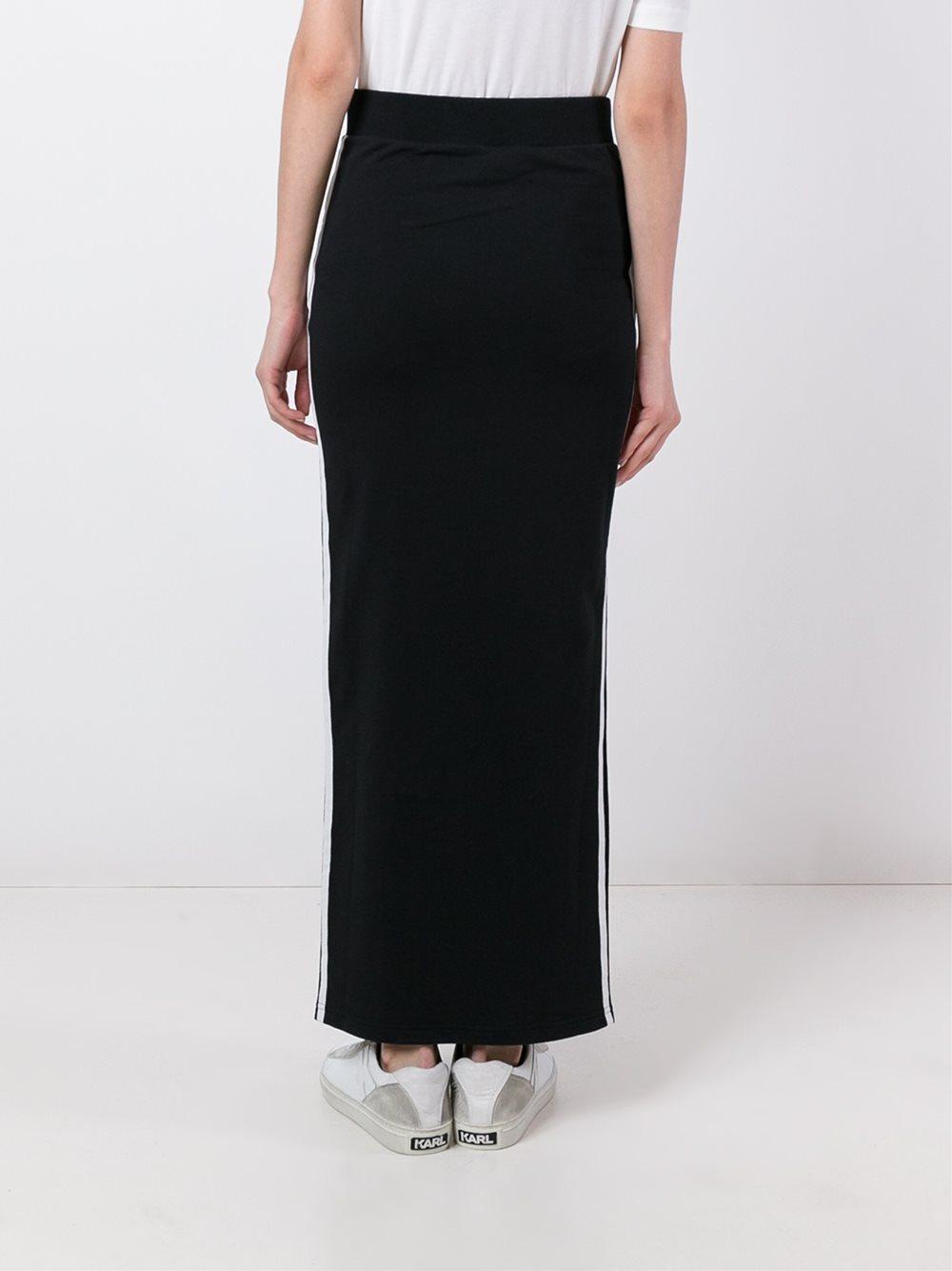 Lyst - adidas Originals Three Stripes Long Skirt in Black