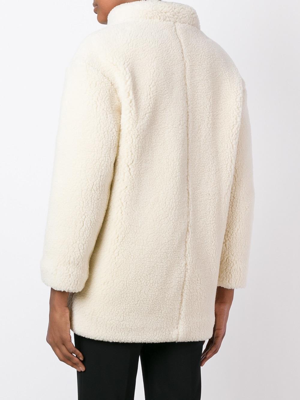 Lyst - Maison Kitsuné Maison Kitsuné Shearling Effect Coat in White