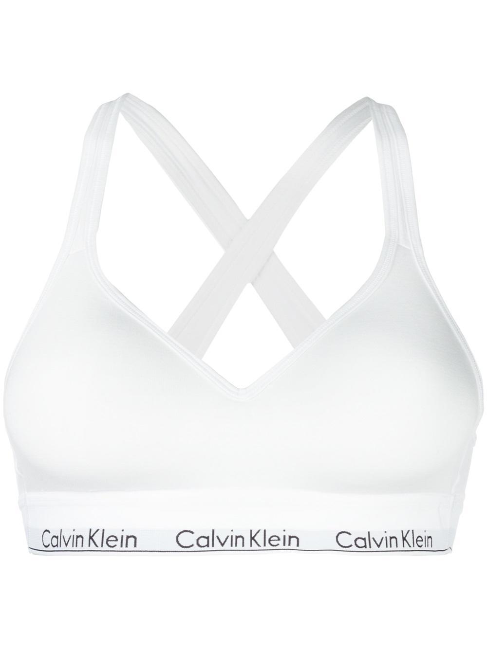 Lyst - Calvin Klein Criss Cross Back Bra in White