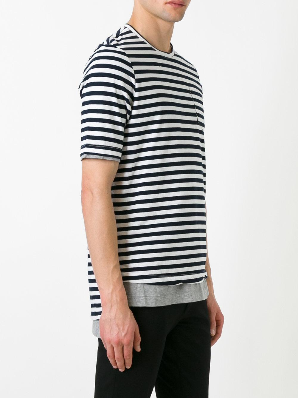 Wooster + lardini Striped T-shirt in White for Men | Lyst